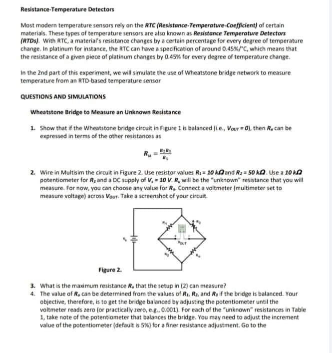 Balanced Wheatstone Bridge The Wheatstone Bridge | Chegg.com