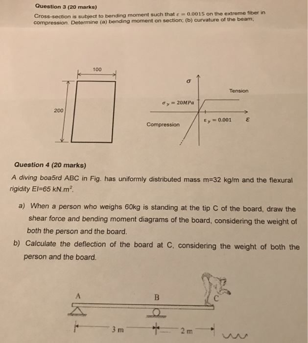 Solved Question 3 (20 marks) bending moment such that ε = | Chegg.com