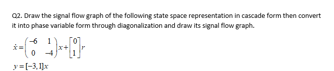 Solved Q2. Draw the signal flow graph of the following state | Chegg.com