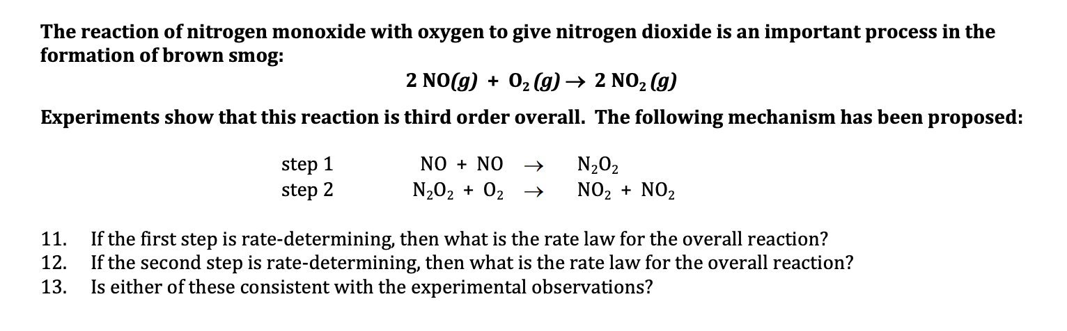 Solved The reaction of nitrogen monoxide with oxygen to give | Chegg.com