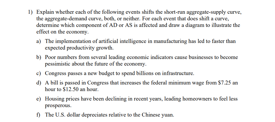 Solved 1) Explain whether each of the following events | Chegg.com