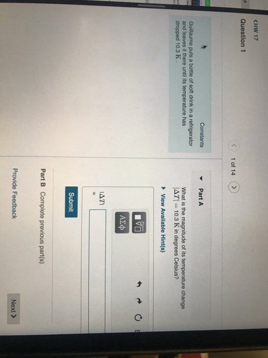 Solved KHW 17 Question 1 1 of 14> Constants Part A Guillaume | Chegg.com