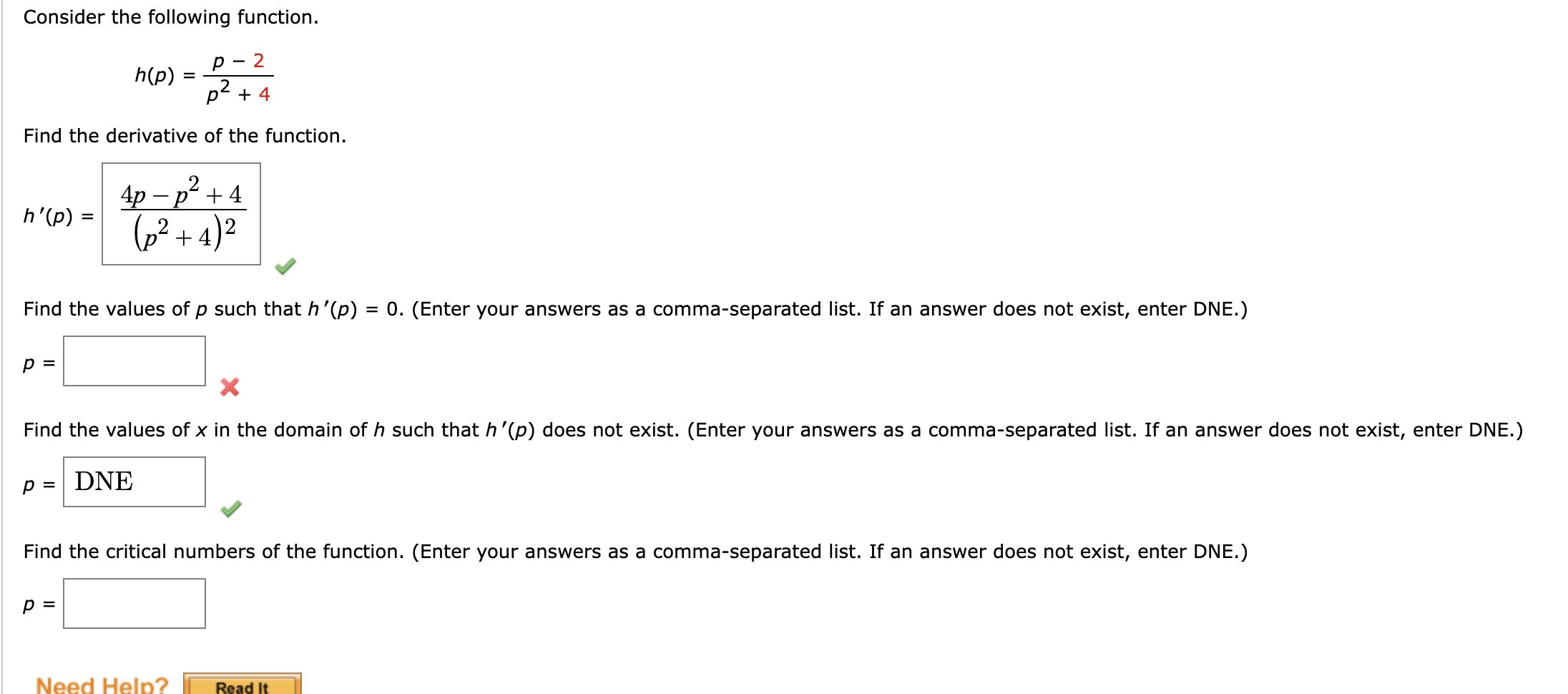 Solved Consider the following function. h(p)=p2+4p−2 Find | Chegg.com