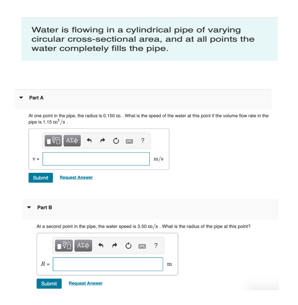 Solved Water is flowing in a cylindrical pipe of varying | Chegg.com