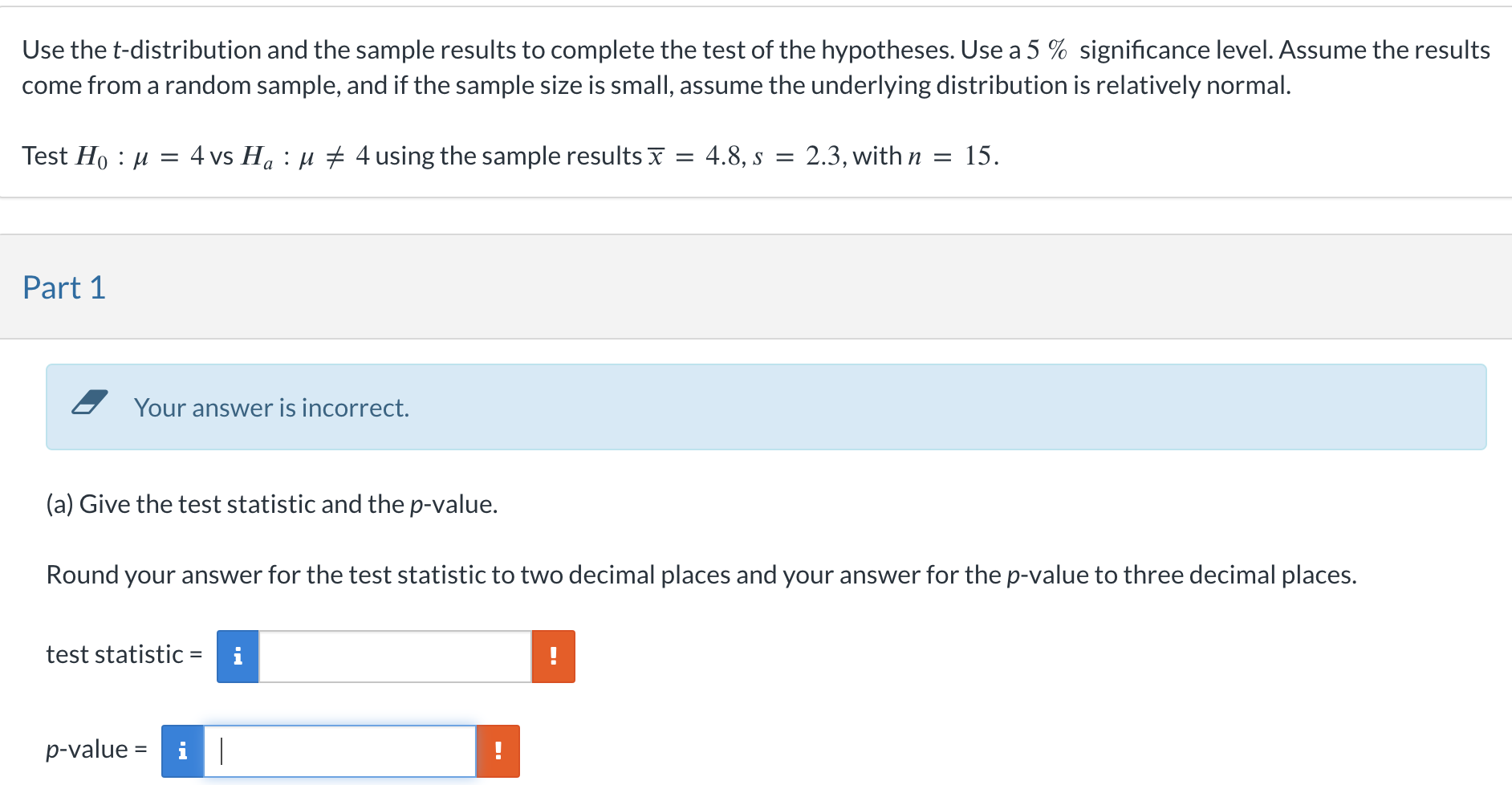 Solved Use the t-distribution and the sample results to | Chegg.com