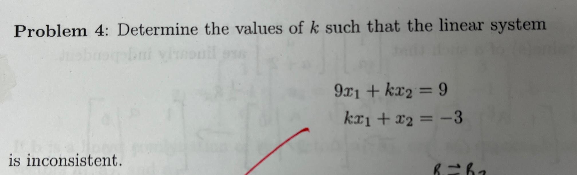Solved Problem 4: Determine the values of k such that the | Chegg.com