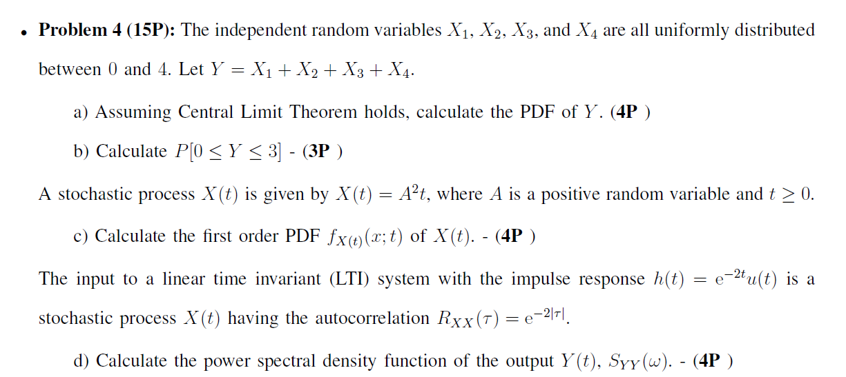Solved • Problem 4 (15P): The independent random variables | Chegg.com