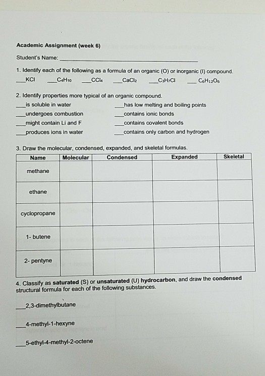 Solved Academic Assignment (week 6) Student's Name: 1. | Chegg.com