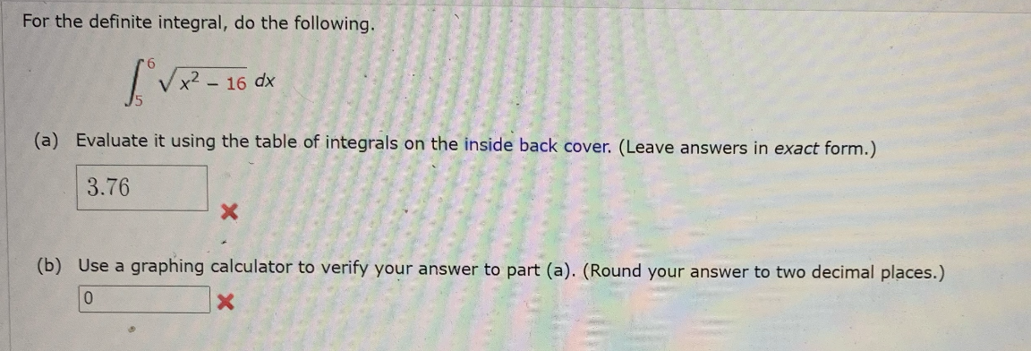 Solved Find the integral by using the integral table on the | Chegg.com