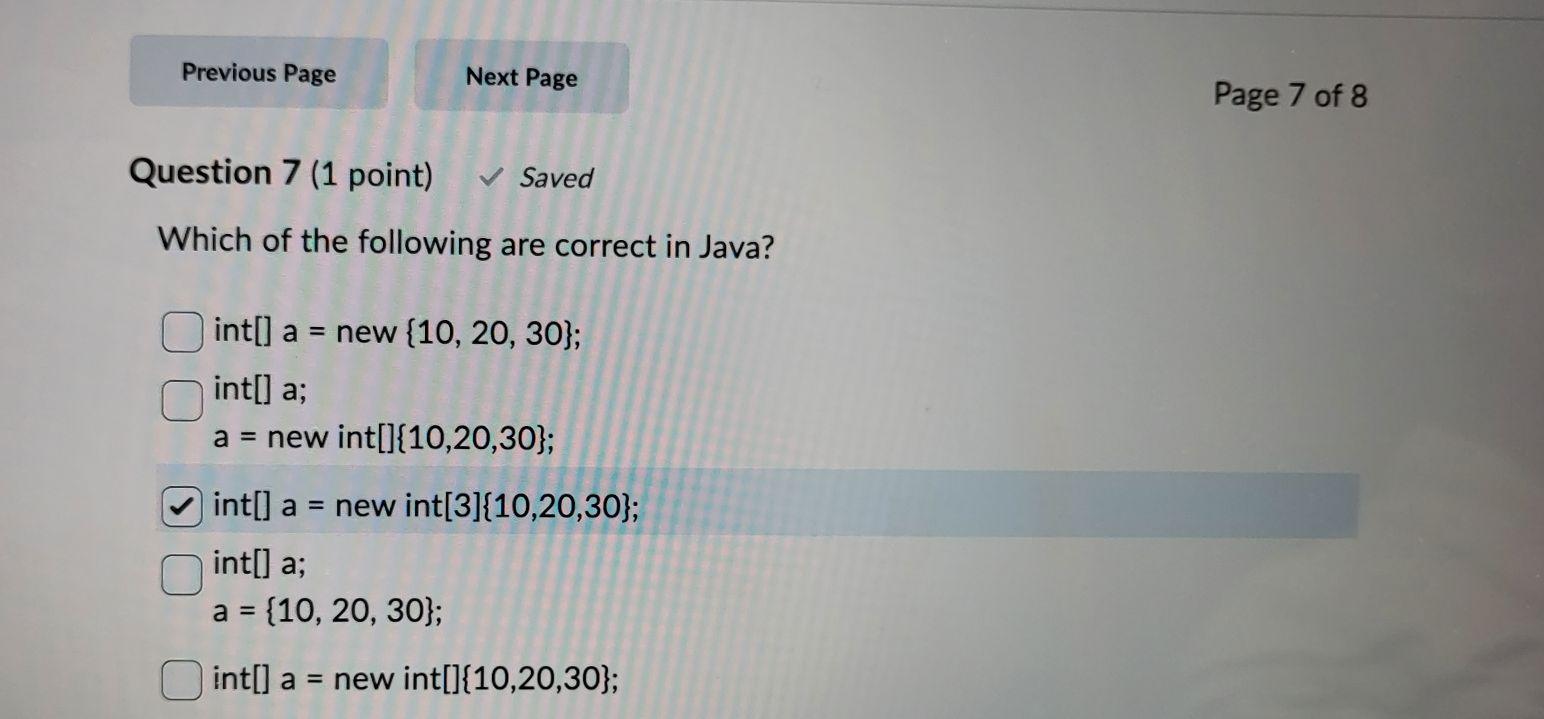 Solved Which of the following are correct in Java? | Chegg.com