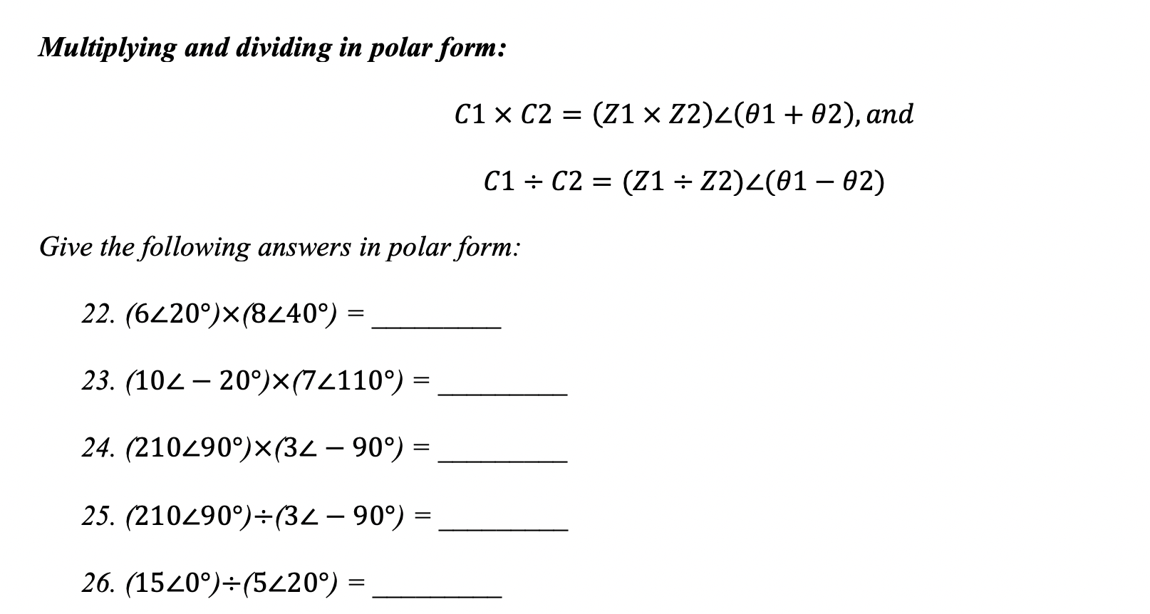 Solved 4.2 Complex Number Conversion Using the | Chegg.com