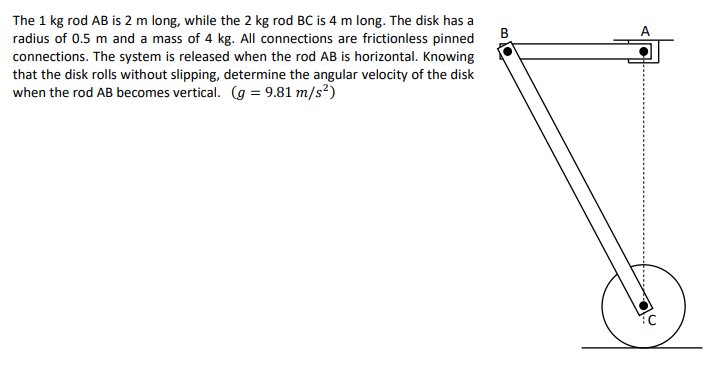 Solved B А The 1 kg rod AB is 2 m long, while the 2 kg rod | Chegg.com