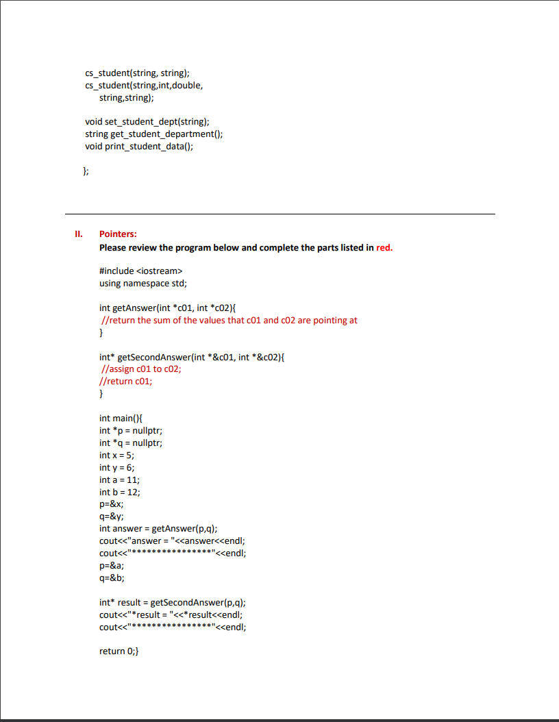 Solved 1. Class/Inheritance/Dynamic Polymorphism/Friend | Chegg.com