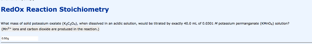 Solved Redox Reaction Stoichiometry What mass of solid | Chegg.com