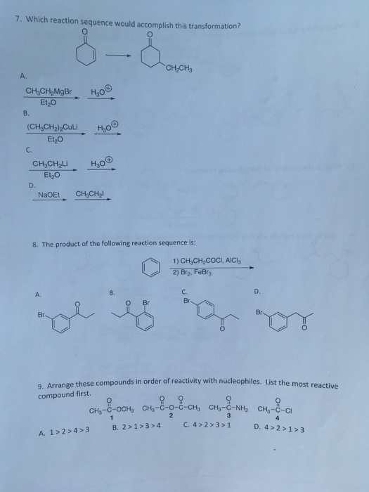Solved Which reaction sequence would accomplish this | Chegg.com