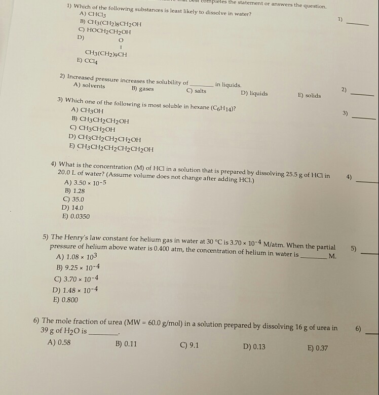 Solved Dst completes the statement or answers the question. | Chegg.com