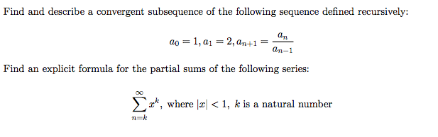 Solved Find and describe a convergent subsequence of the | Chegg.com