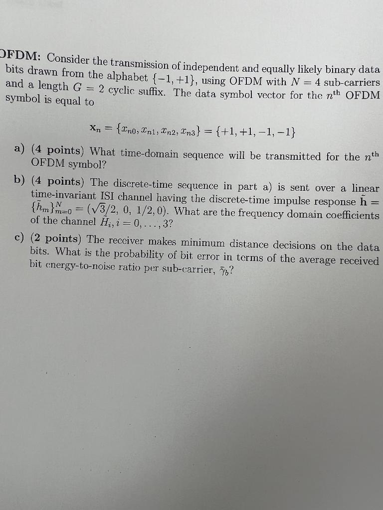 Solved OFDM: Consider the transmission of independent and | Chegg.com
