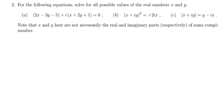 Solved For the following equations, solve for all possible | Chegg.com