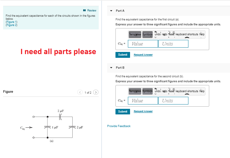 Solved Review Part A Find the equivalent capacitance for | Chegg.com