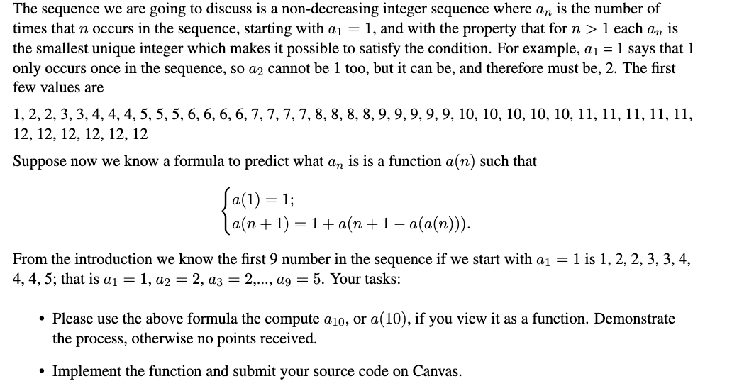 Solved The sequence we are going to discuss is a | Chegg.com