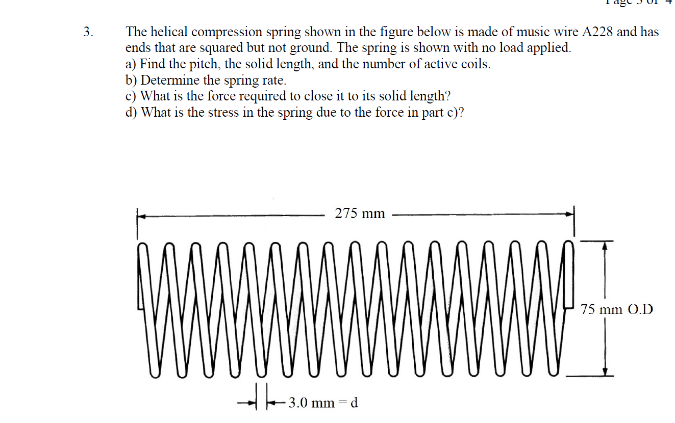 Solved 3. The helical compression spring shown in the figure | Chegg.com