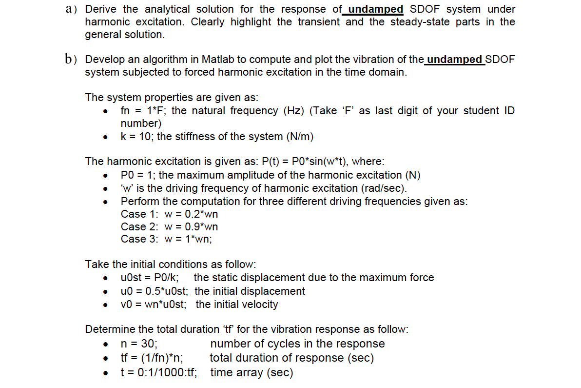 Solved a) Derive the analytical solution for the response of | Chegg.com