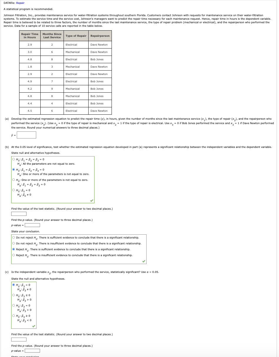 Solved DATAfile: Repair A statistical program is | Chegg.com