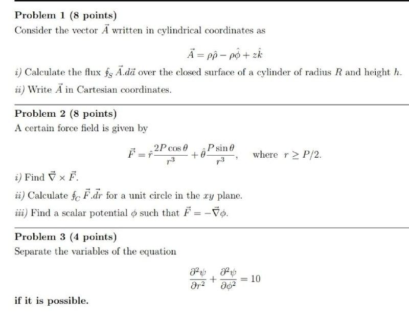 Solved Problem 1 (8 points) Consider the vector Ā written in | Chegg.com