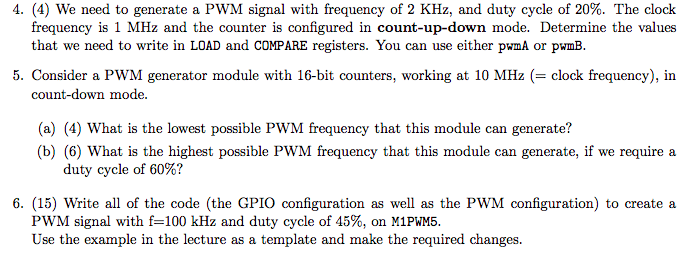 4. (4) We need to generate a PWM signal with | Chegg.com