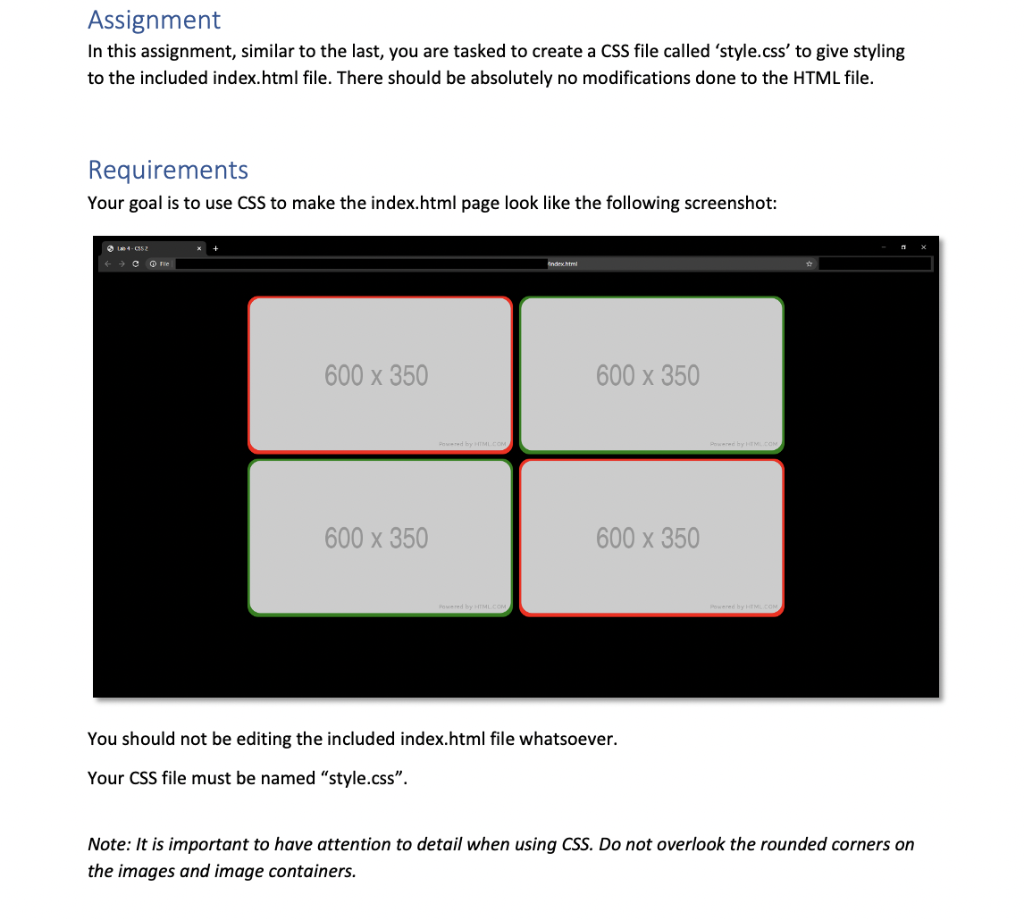 Solved Lab 4 - CSS | Chegg.com