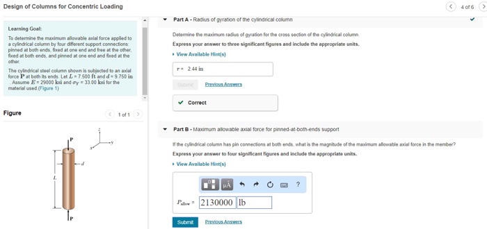 Solved Design of Columns for Concentric Loading Part | Chegg.com