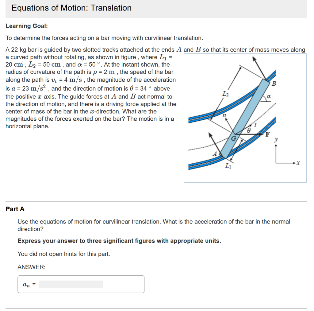 Solved Equations of Motion: Translation Learning Goal: To | Chegg.com