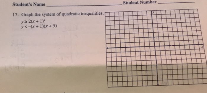Solved Student's Name Student Number 17. Graph the system of | Chegg.com