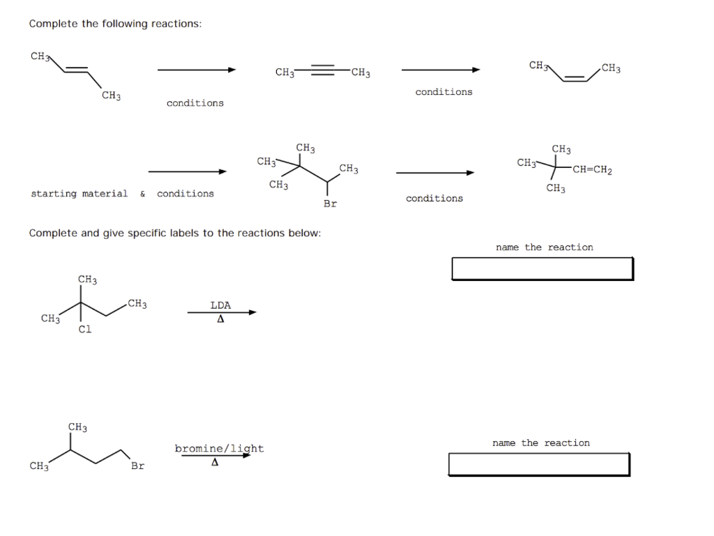 Solved Complete the following reactions CH CH3 CH CH3 CH3 | Chegg.com