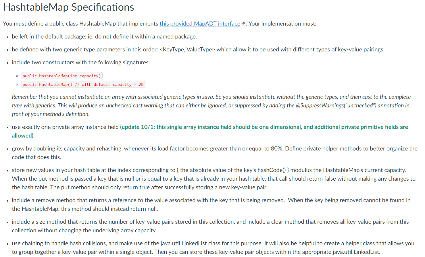 Solved I need help with an implementation of a Hashtable in | Chegg.com