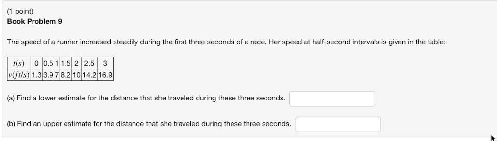 Solved (1 point) Book Problem 9 The speed of a runner | Chegg.com