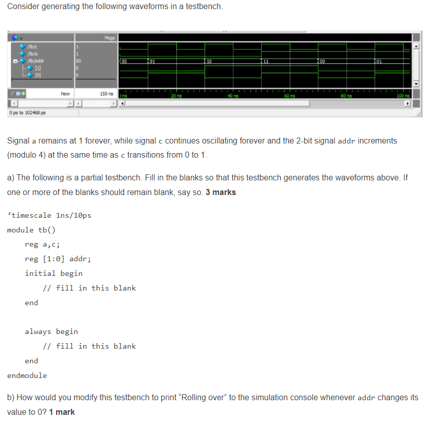 Solved Consider generating the following waveforms in a | Chegg.com