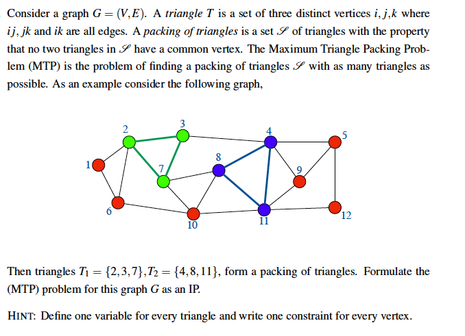 Solved Consider a graph G (V,E). A triangle T is a set of | Chegg.com