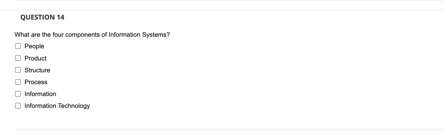 Solved What are the four components of Information Systems? | Chegg.com