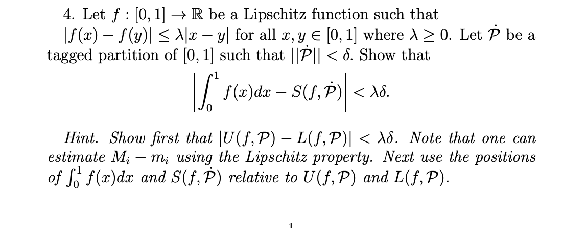 Solved Let f:[0,1]→R ﻿be a Lipschitz function such | Chegg.com