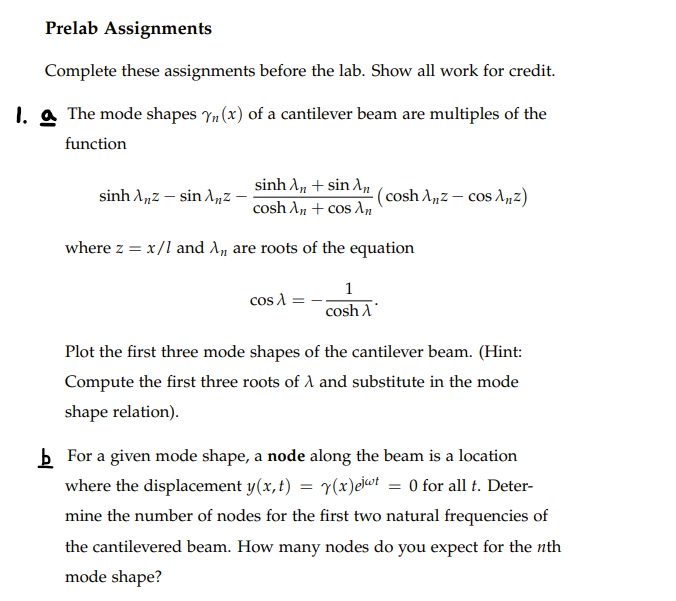 Prelab Assignments Complete these assignments before | Chegg.com