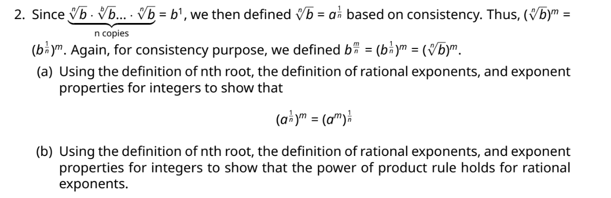 Solved 2. Since n copies nb⋅bb…⋅nb=b1, we then defined | Chegg.com
