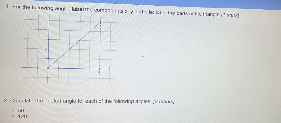 Solved 1-For the following angle, label the components x,y | Chegg.com