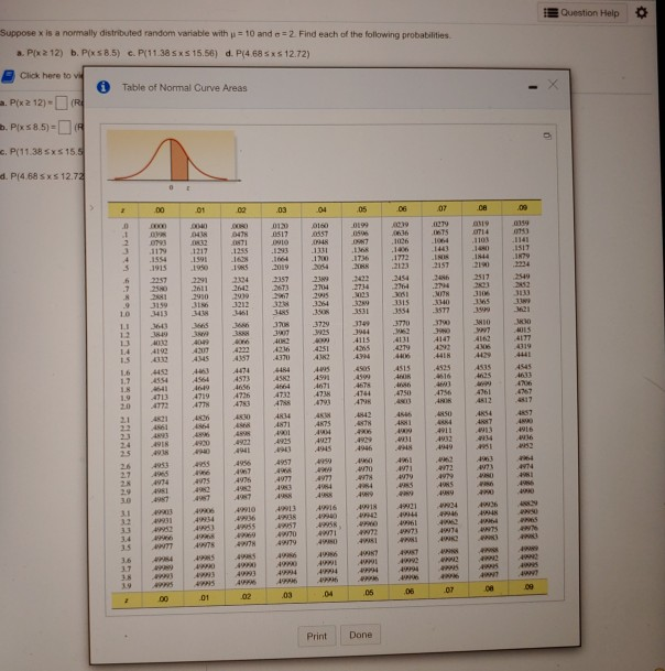 Solved Suppose x is a normally distributed random variable | Chegg.com