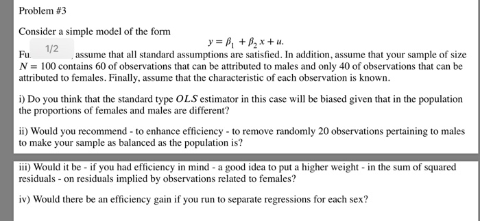 Solved Problem #3 Consider a simple model of the form y = B, | Chegg.com