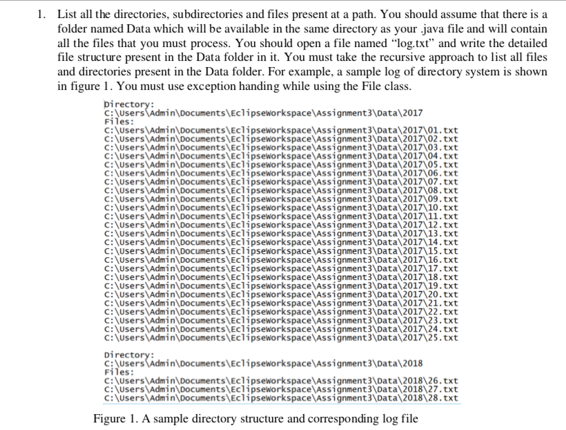 Solved 1. List all the directories, subdirectories and files | Chegg.com