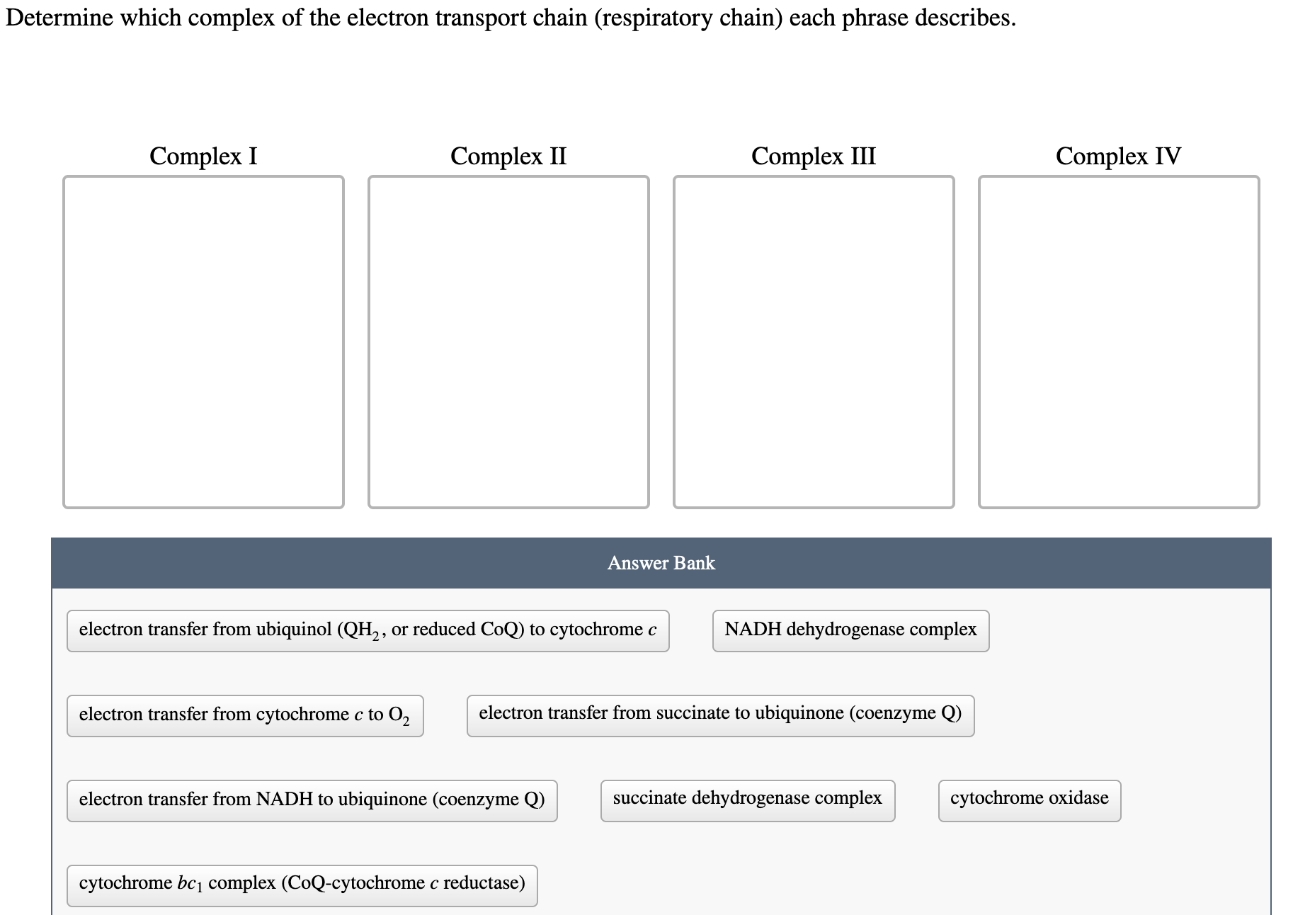Solved Determine which complex of the electron transport | Chegg.com
