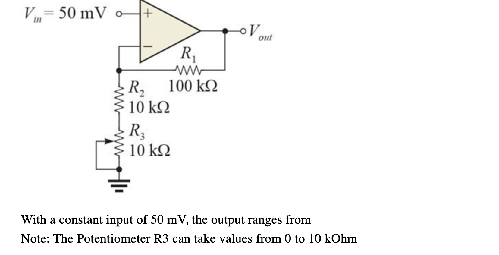 Solved With a constant input of 50 mV , ﻿the output ranges | Chegg.com