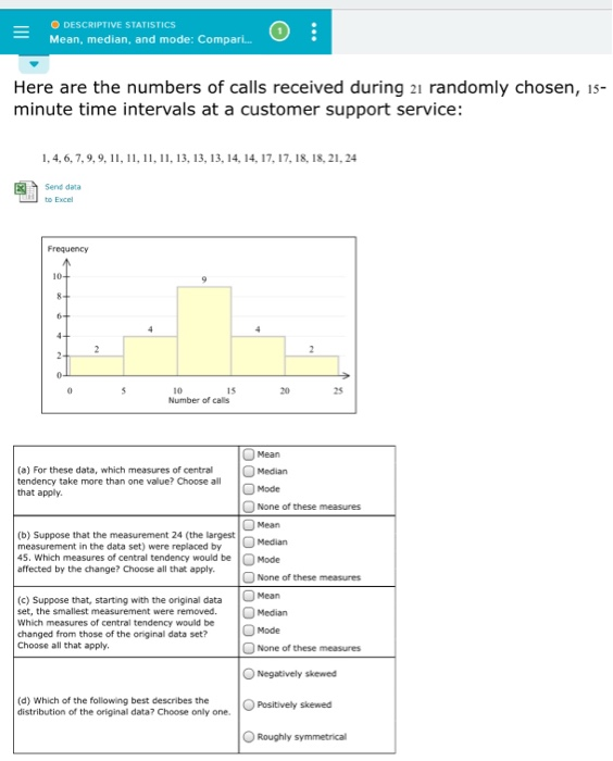 Solved DESCRIPTIVE STATISTICS -- Mean, median, and mode: | Chegg.com